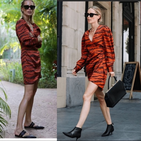 Anine Bing | Dresses | Anine Bing Penelope Dress Zebra Print Silk Wrap ...